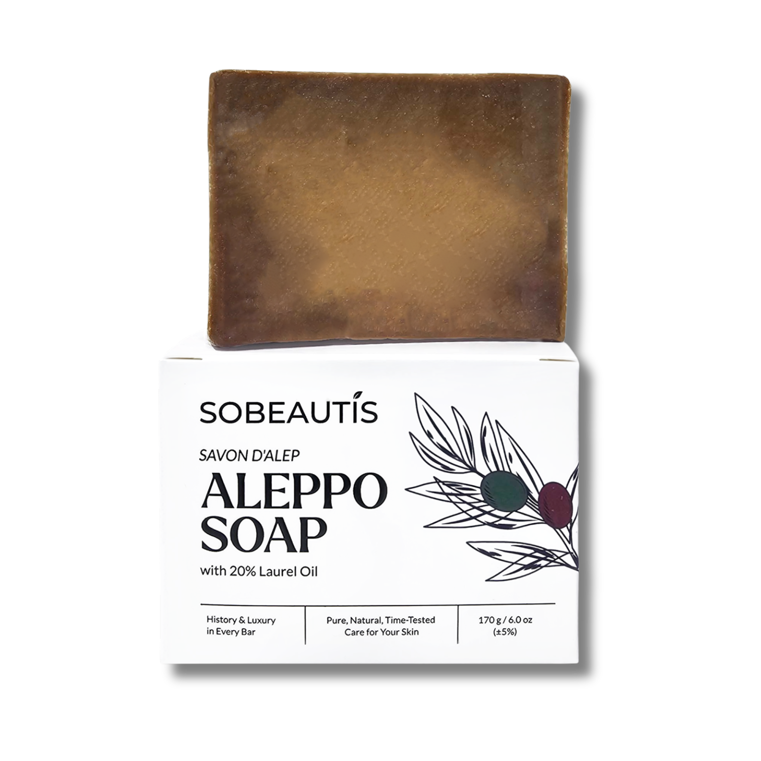 Aleppo Soap 20% Laurel Oil – Deep Cleansing Traditional Soap | Sobeautis