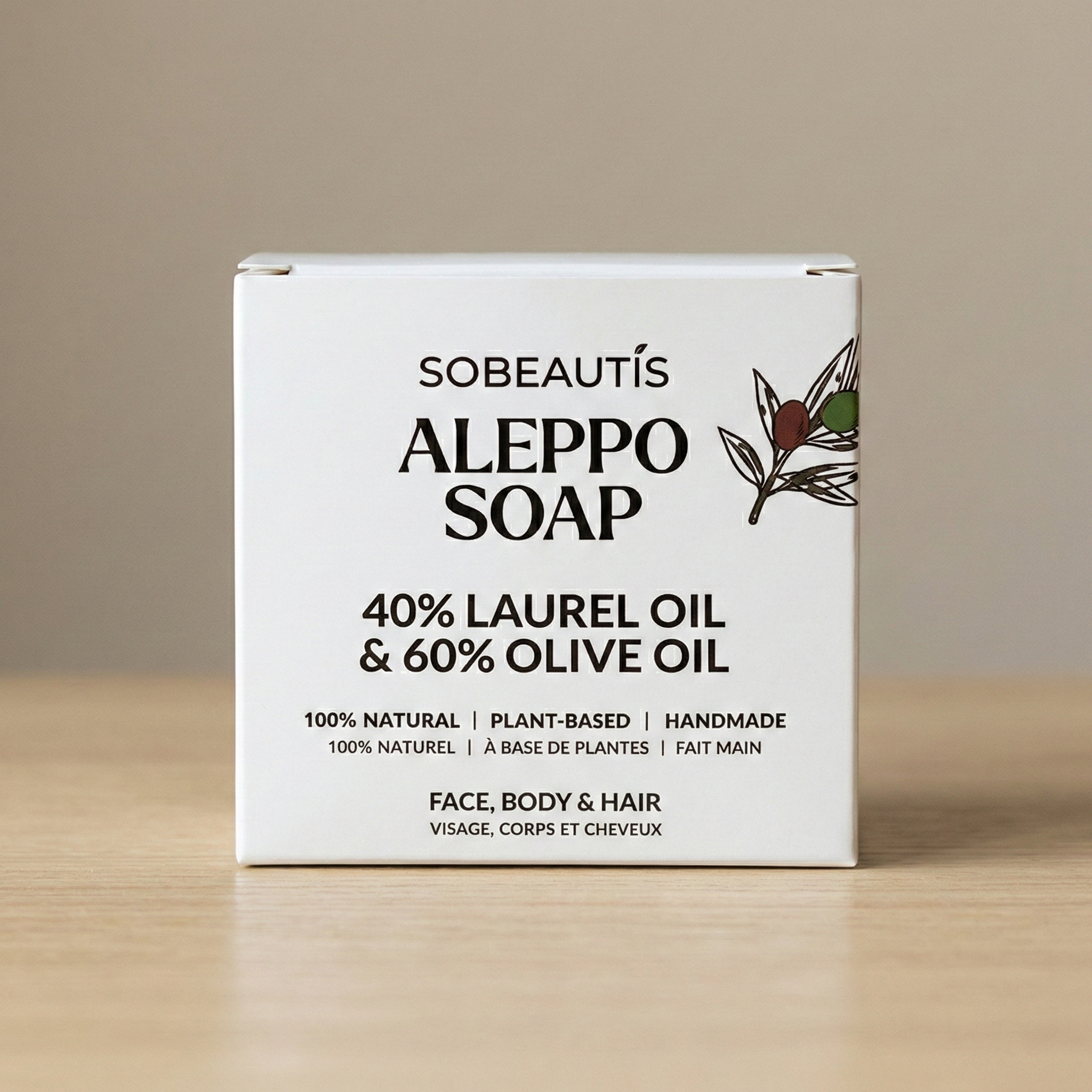 Aleppo Soap 40% Laurel Oil – Deep Cleansing Traditional Soap | Sobeautis